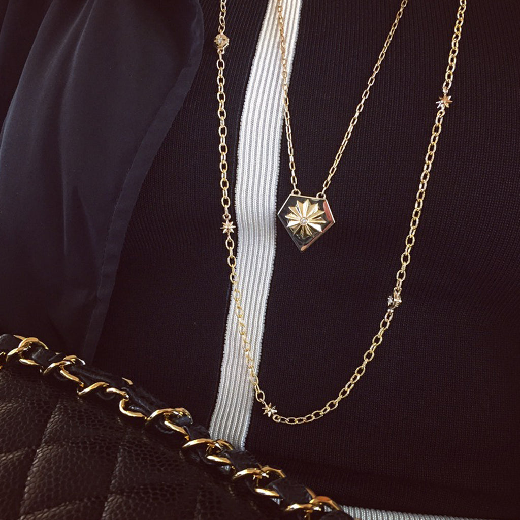 Gold Octagonal Starred & Star Link Chain Necklace – Katherine & Josephine
